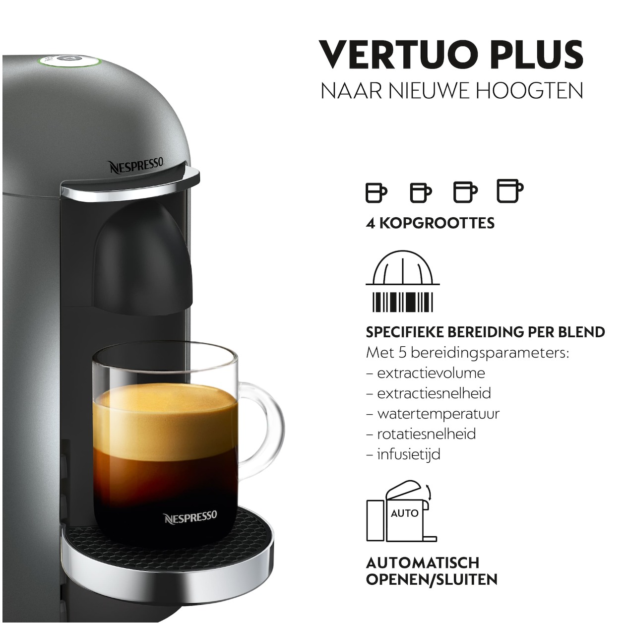 Krups Nespresso Vertuo Plus deLuxe XN900T Nespresso Grijs » EConsument.nl